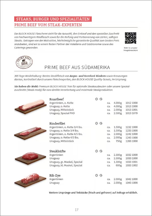 Steaks, Burger & Spezialitäten - Block Menü